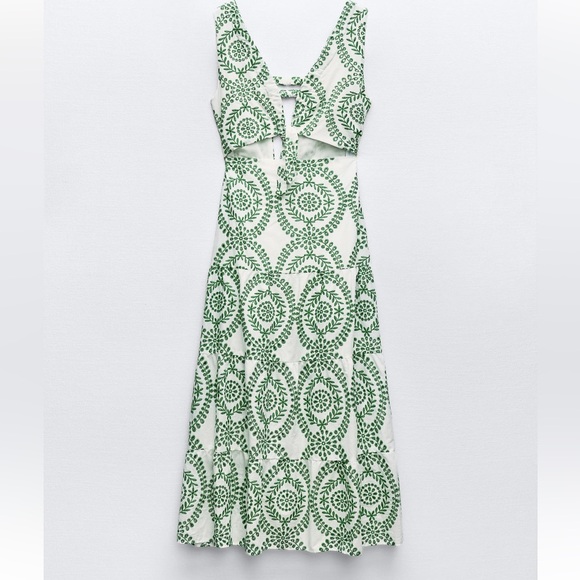 Zara | Dresses | Zara Perforated Knotted Embroidered Dress | Poshmark